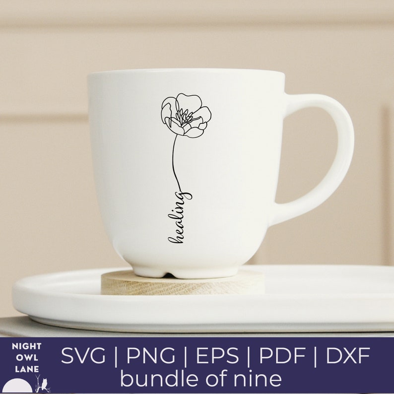 Flower With Word in Stem Svg Bundle Flower Svg Line Drawn - Etsy