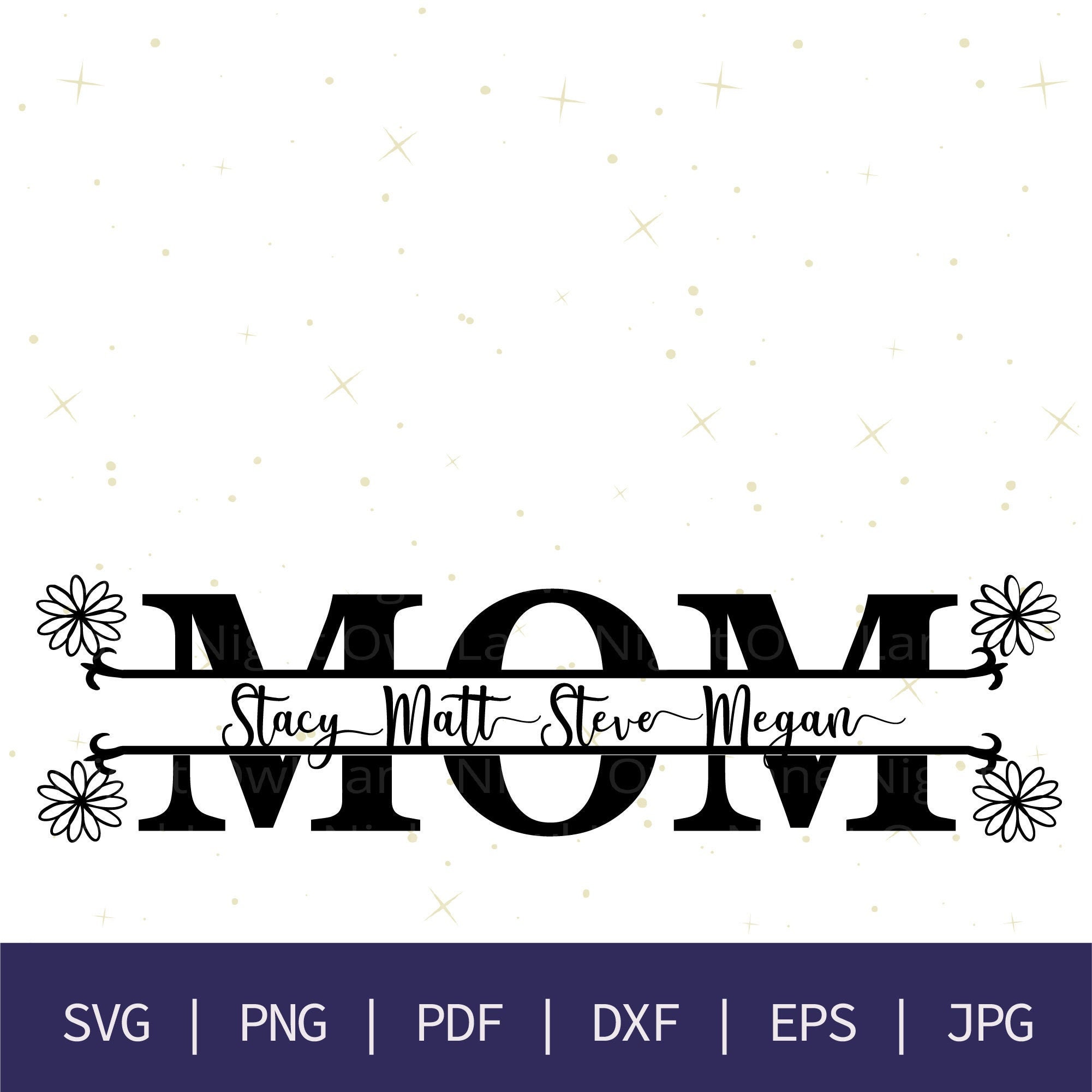 Mom Floral Split Monogram Svg Personalized Mom Svg Mom Svg Etsy