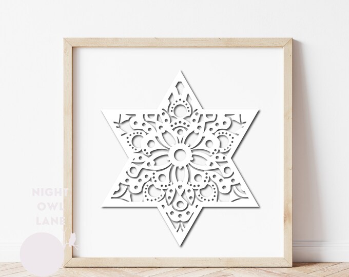 Jewish Star Mandala Svg | Jewish Star Papercut Svg | Jewish Star ...
