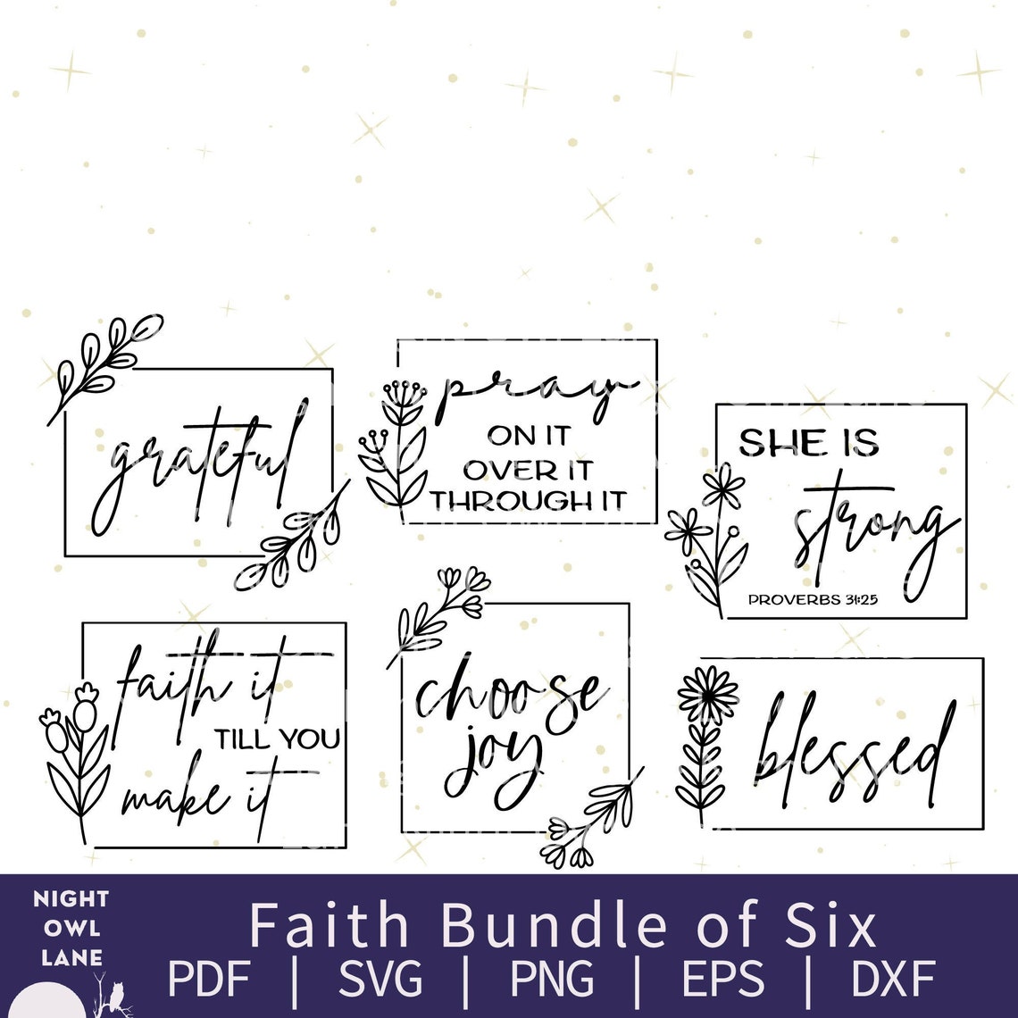 Floral scripture svg bundle faith svg Bible verse | Etsy