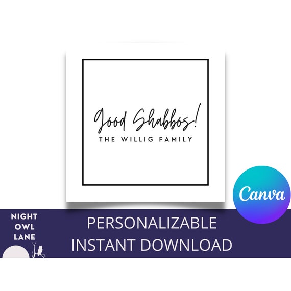 Personalized Good Shabbos Labels Canva Template for Square | Etsy