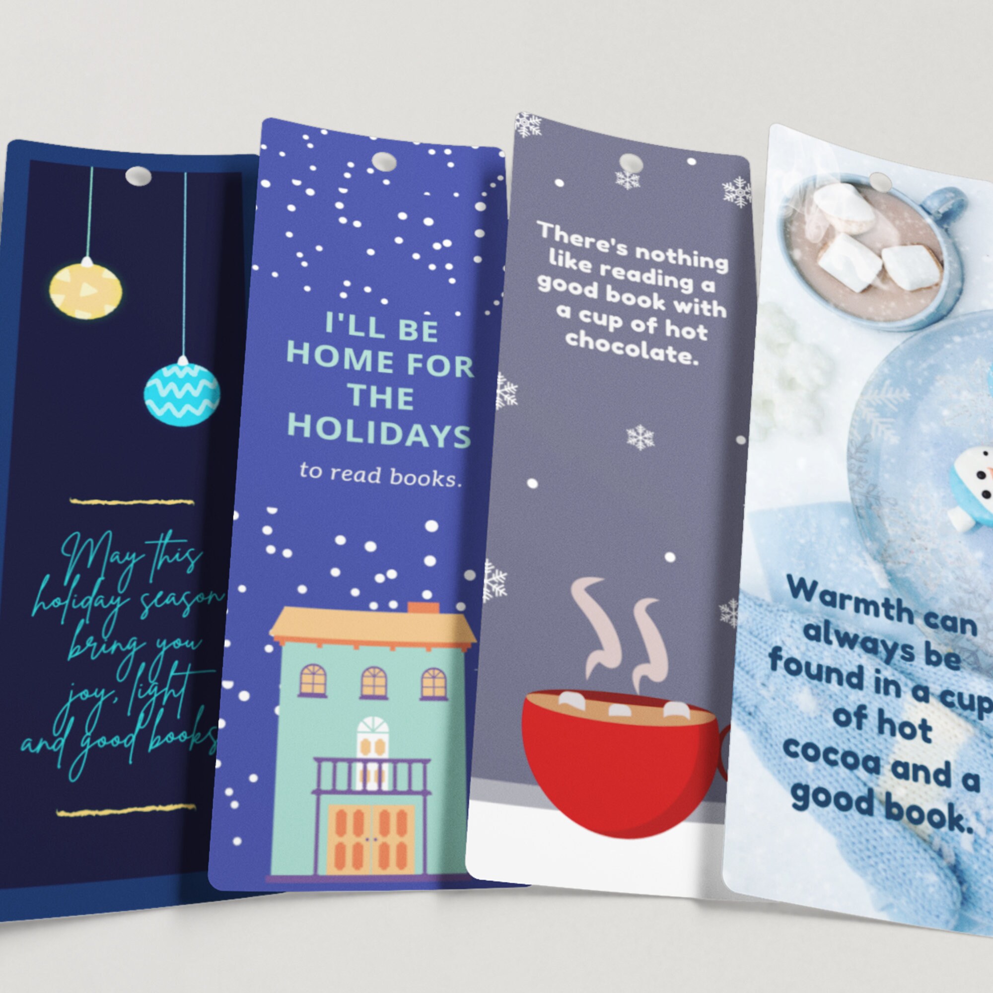 Printable Winter Holiday Bookmarks Holiday Gift Instant - Etsy