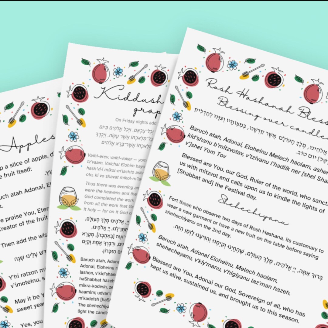 Printable Rosh Hashanah Dinner Prayers | Rosh Hashanah Blessings | Rosh ...