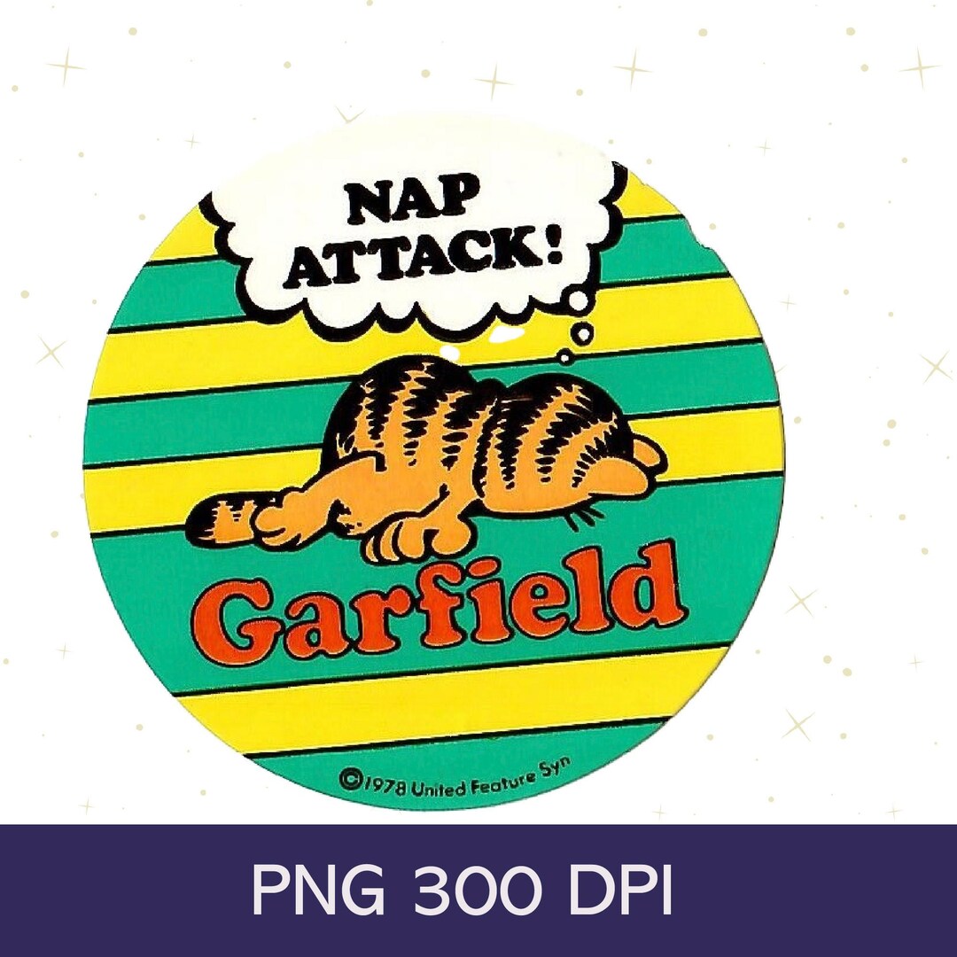 Vintage Garfield Png | Nap Attack Sticker Digital Image | Garfield ...