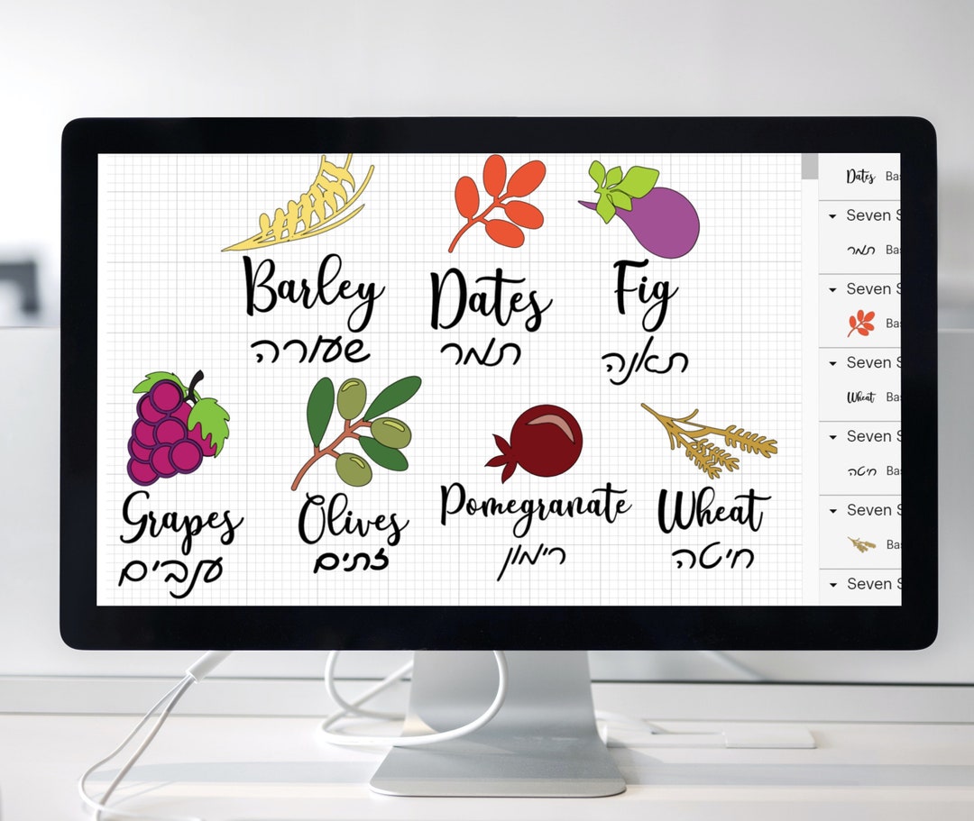 Seven Species Svg Bundle, Seven Species Svg, Fruits of the Bible Svg ...