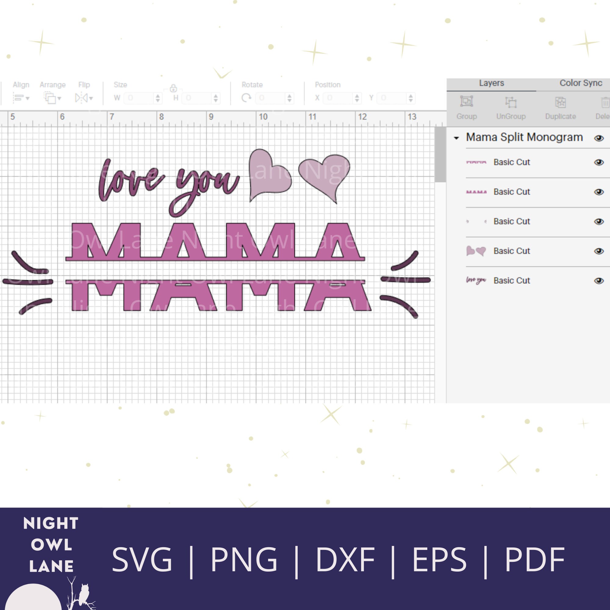 Mama Split Monogram With Hearts SVG Mama Split Monogram Svg - Etsy