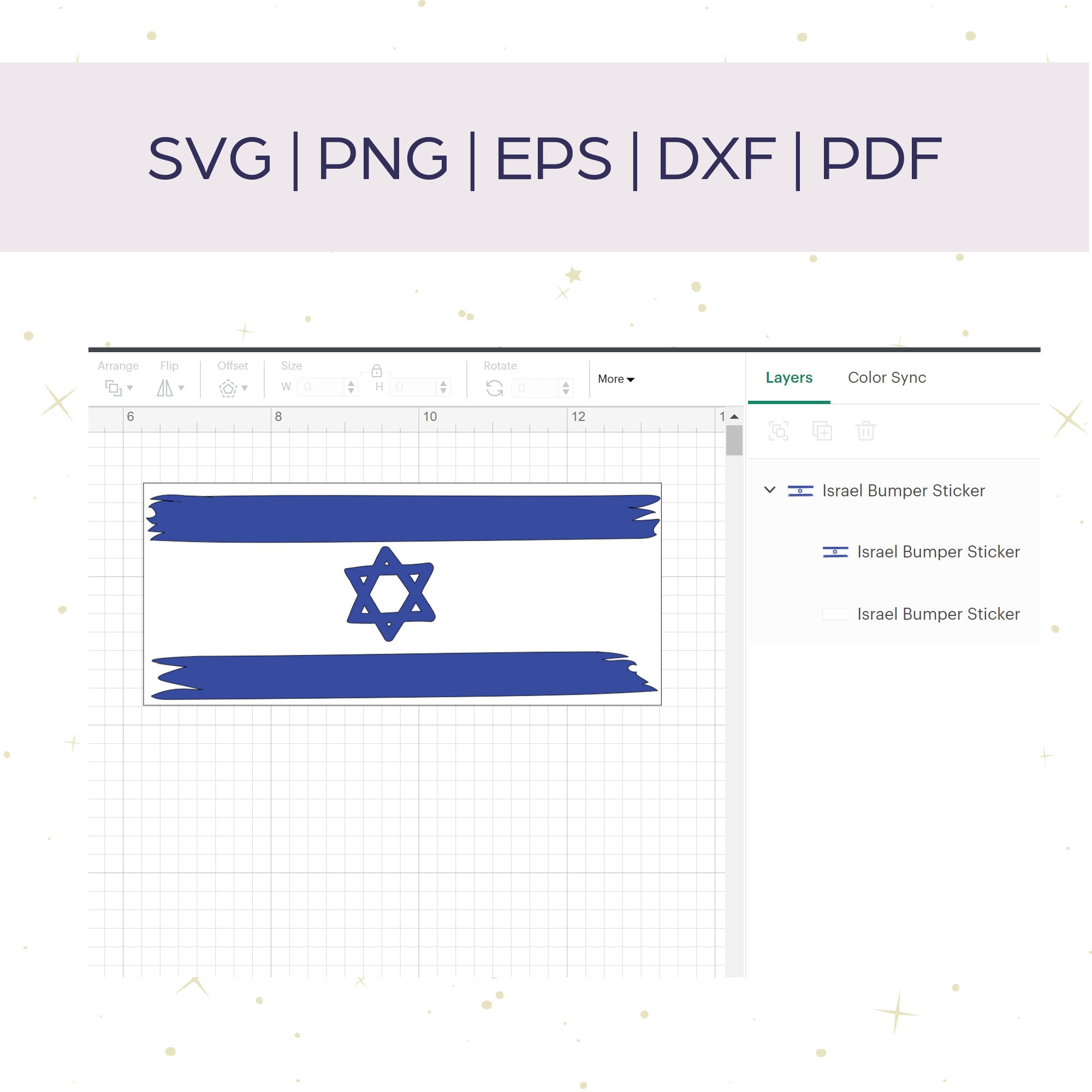 Israeli Flag Bumper Sticker Png Zionist Svg Support Israel - Etsy