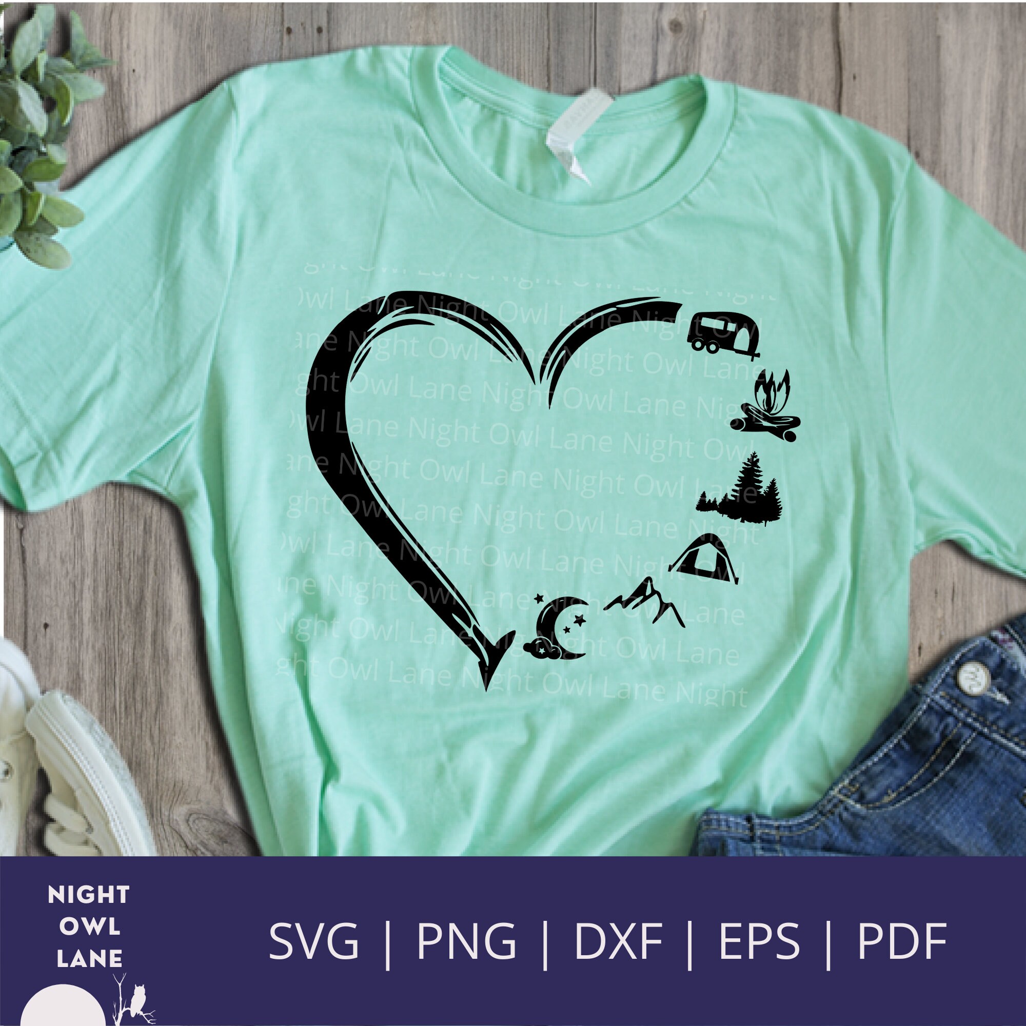 Camping Heart SVG Love to Camp Svg Mountains Svg - Etsy