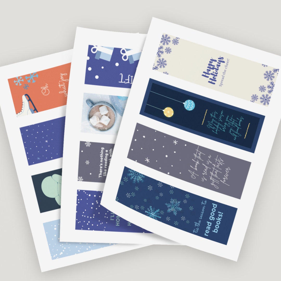 Printable Winter Holiday Bookmarks | Holiday Gift Instant Download ...