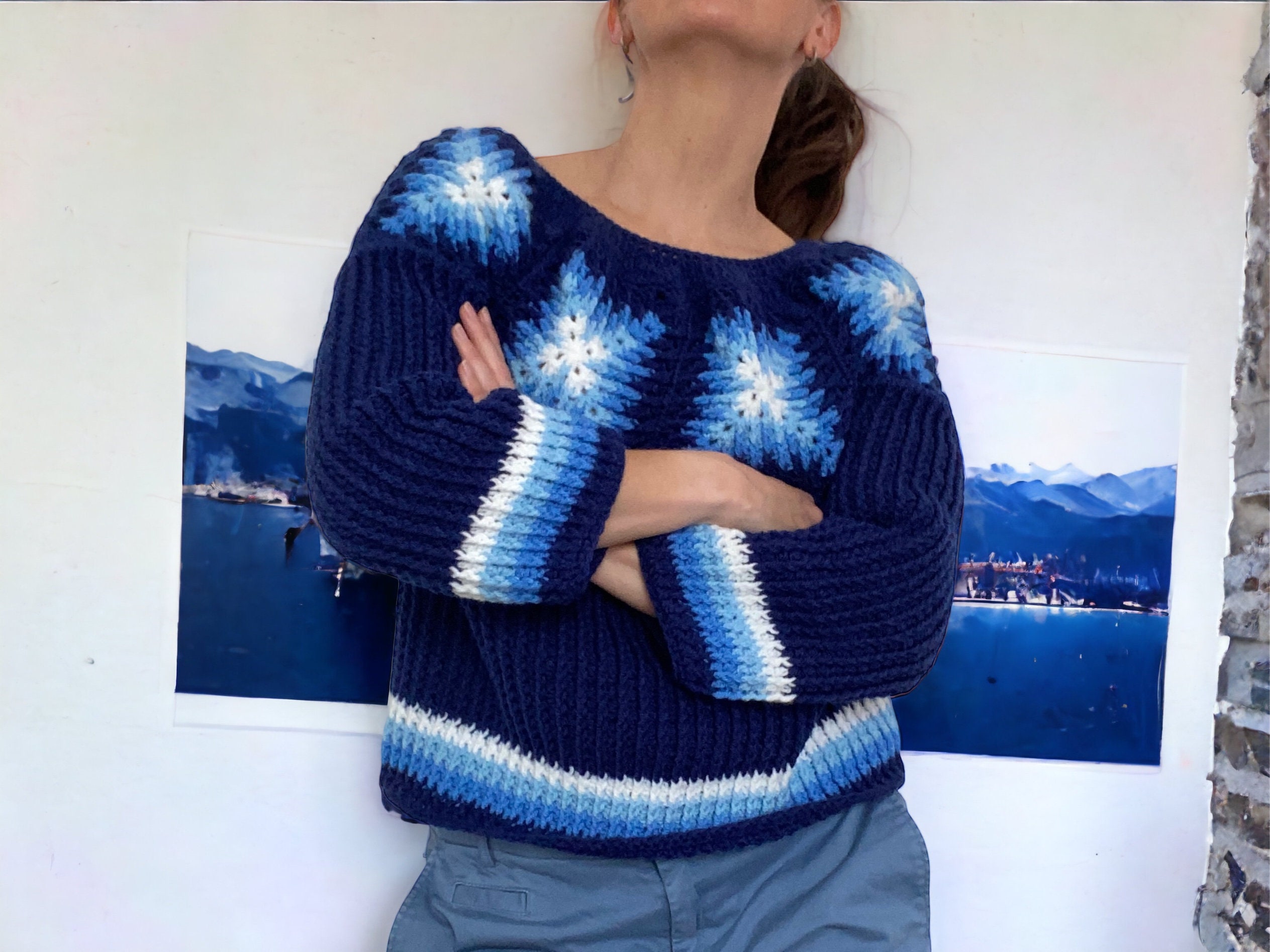 Alpine Mosaic Granny Square Sweater Pattern - Etsy