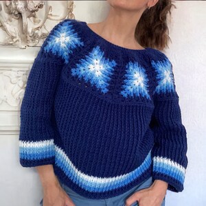 Alpine Mosaic Granny Square Sweater Pattern - Etsy