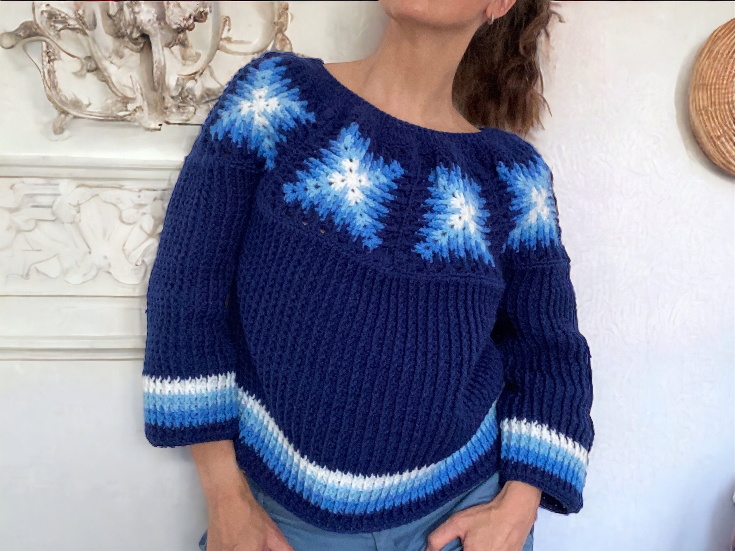 Alpine Mosaic Granny Square Sweater Pattern - Etsy