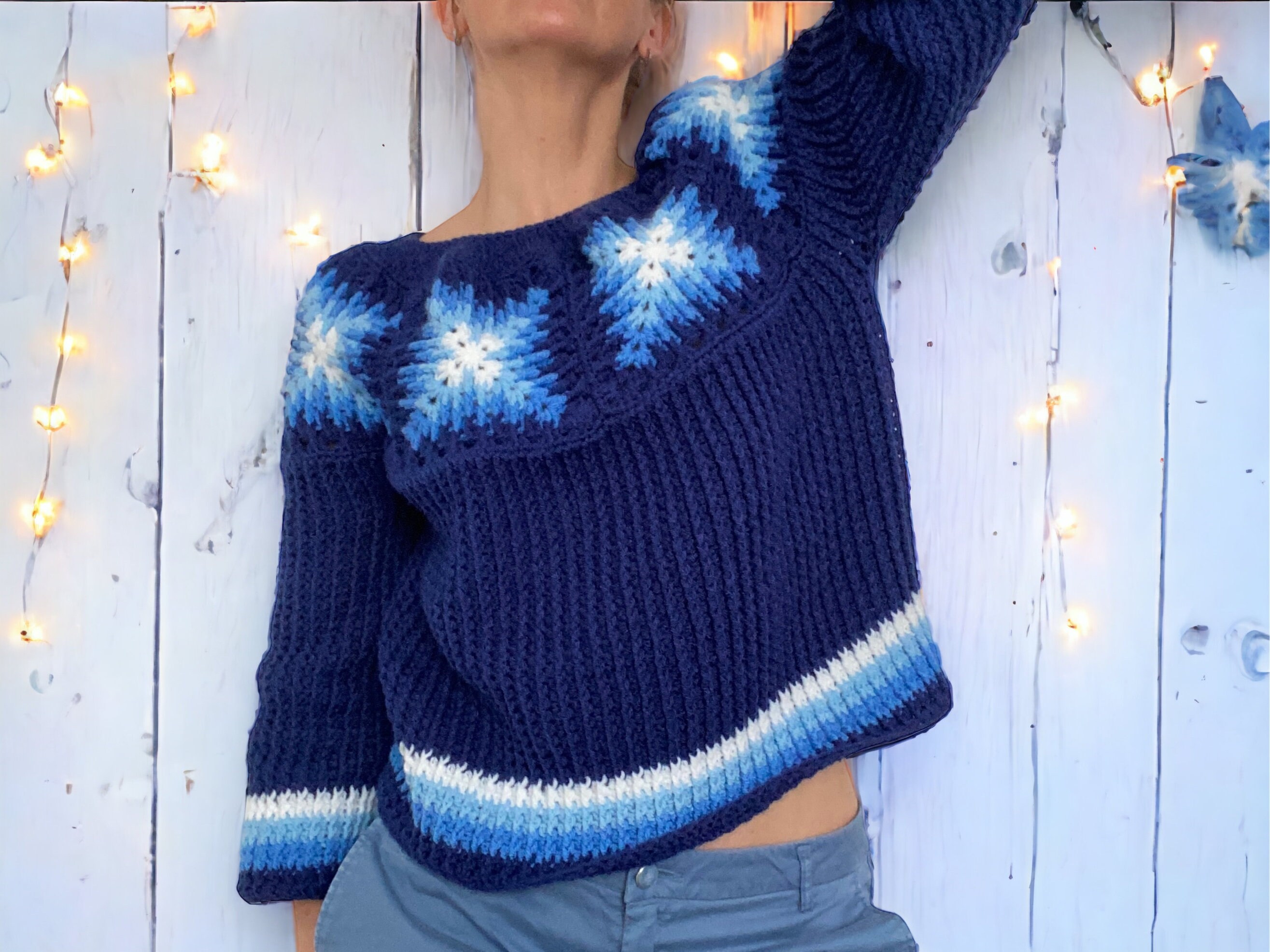 Alpine Mosaic Granny Square Sweater Pattern - Etsy