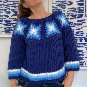 Alpine Mosaic Granny Square Sweater Pattern - Etsy