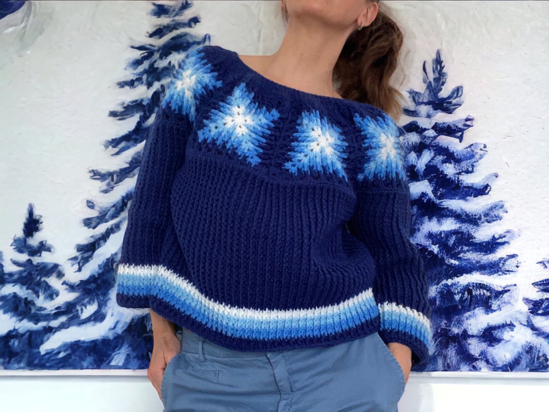 Alpine Mosaic Granny Square Sweater Pattern - Etsy