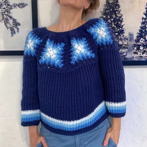 Alpine Mosaic Granny Square Sweater Pattern - Etsy