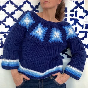 Alpine Mosaic Granny Square Sweater Pattern - Etsy