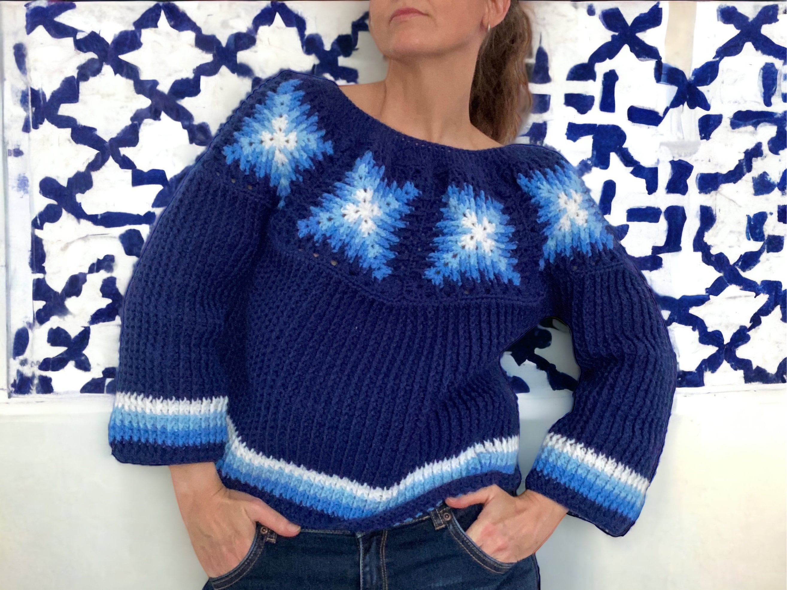 Alpine Mosaic Granny Square Sweater Pattern - Etsy