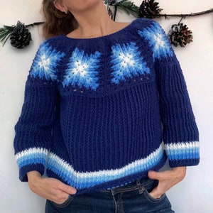 Alpine Mosaic Granny Square Sweater Pattern - Etsy
