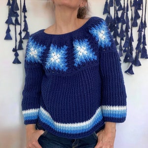Alpine Mosaic Granny Square Sweater Pattern - Etsy