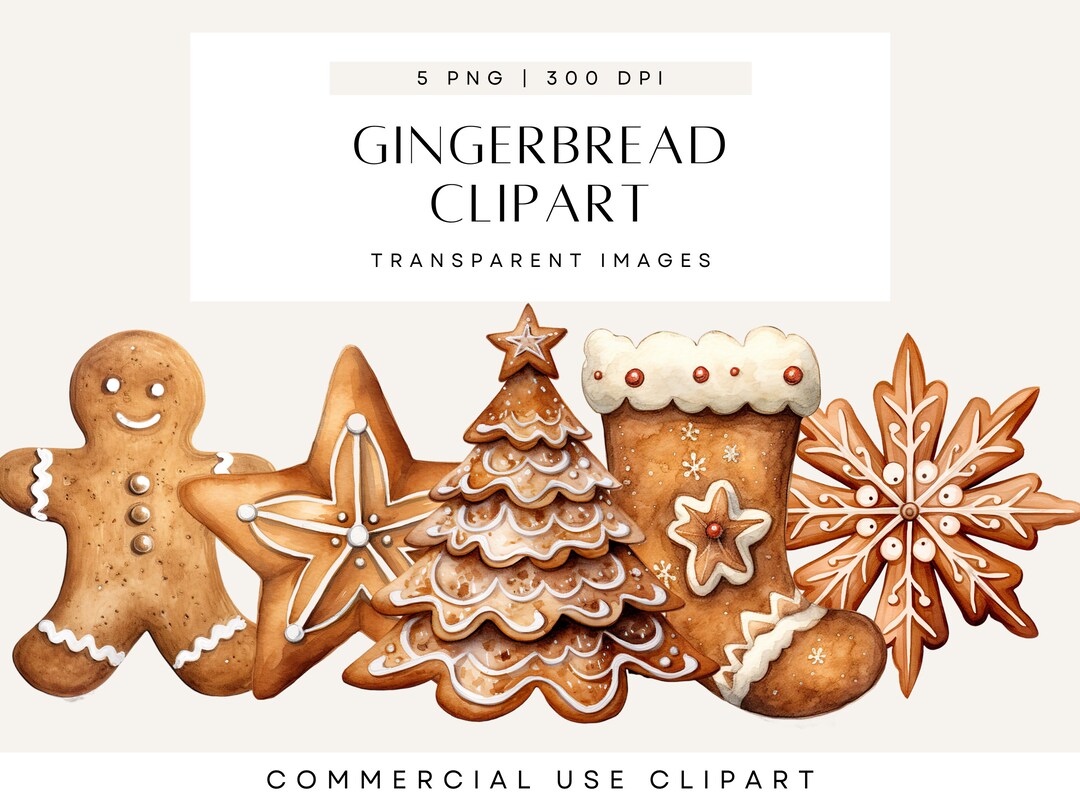 Watercolor Gingerbread Clipart, Xmas Clipart, Winter Wedding Invites ...