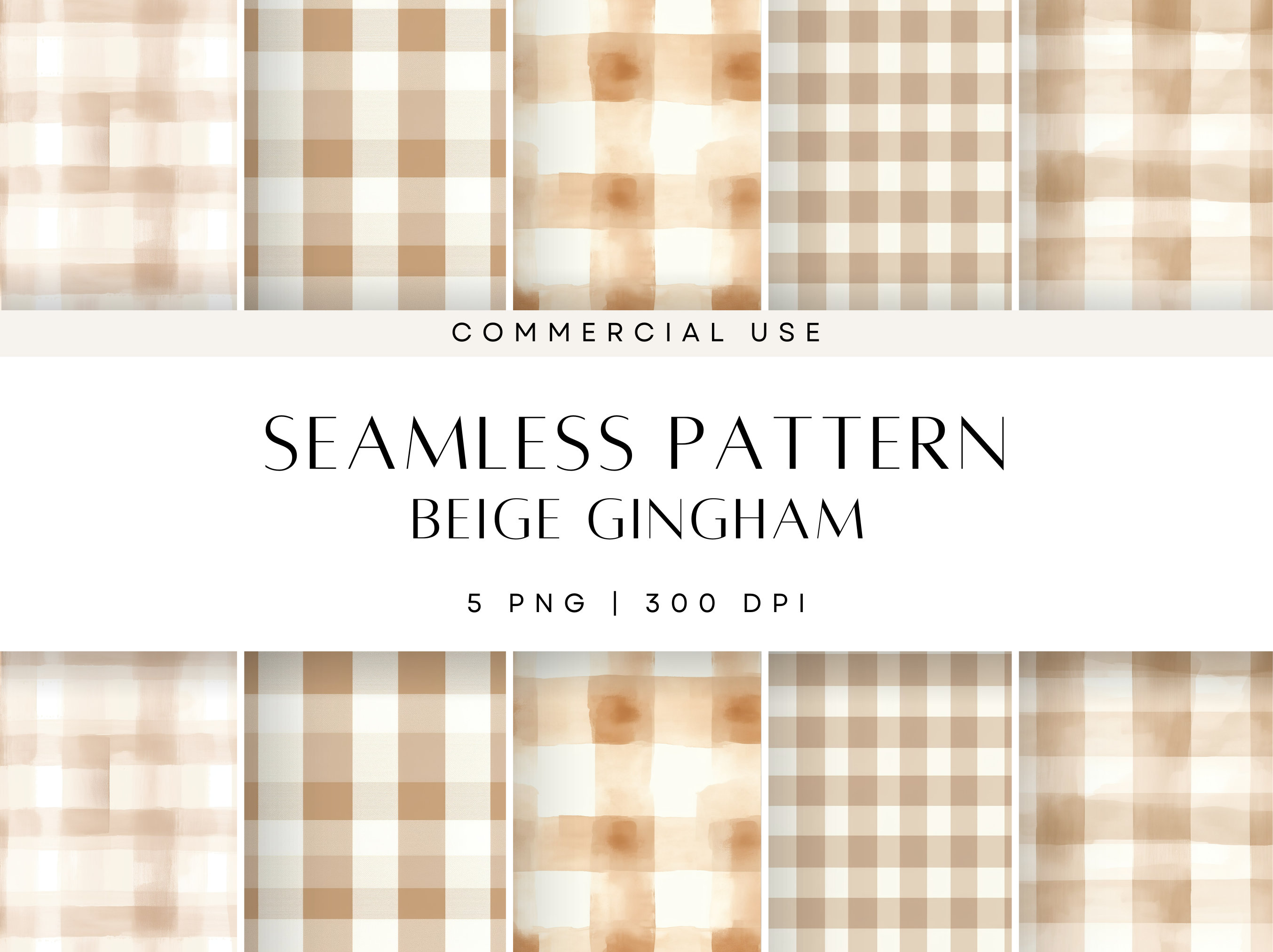 Gingham Beige and White Texture Clipart, Check Backgrounds, Seamless ...