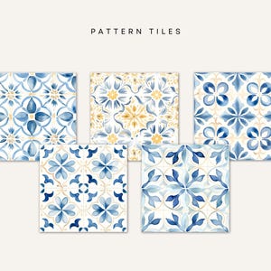 Mediterranean Tile Clipart, Spanish Tiles, Blue Beige Greece Repeating ...