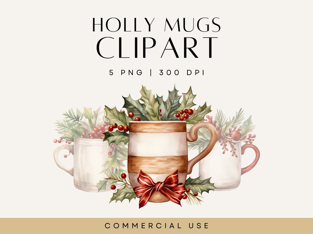 Watercolor Cozy Christmas Clipart, Coffee Mug Clipart, Christmas Coffee ...