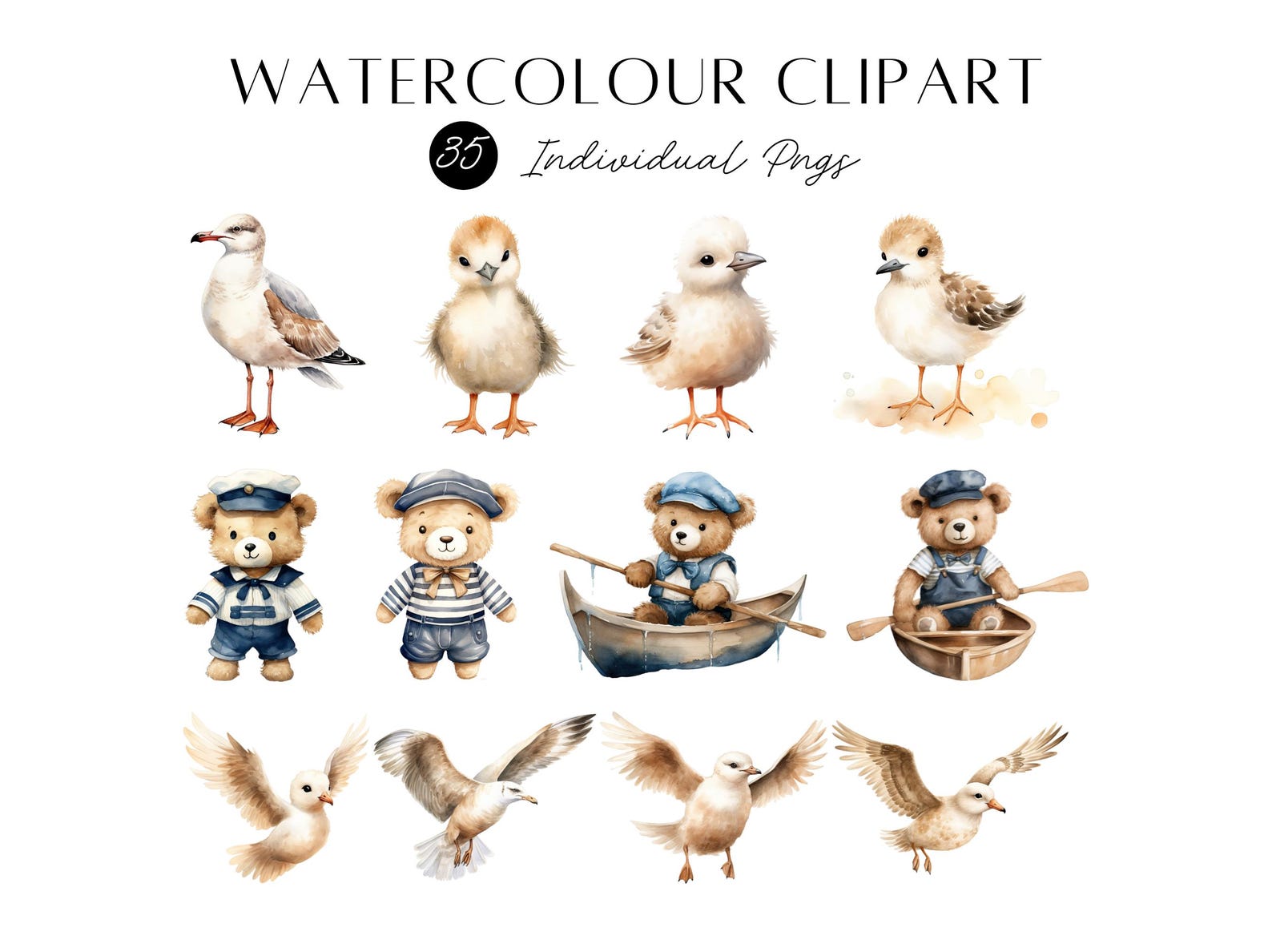 Sailor Teddy Bear Clipart, Nautical Nursery Clip Art, First Birthday ...