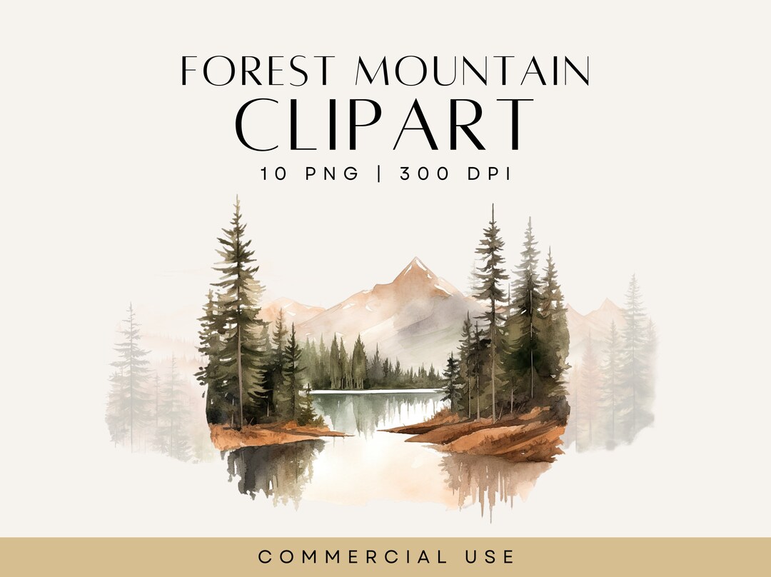 Watercolor Fall Forest Clipart Forest Stream Woodland Baby - Etsy