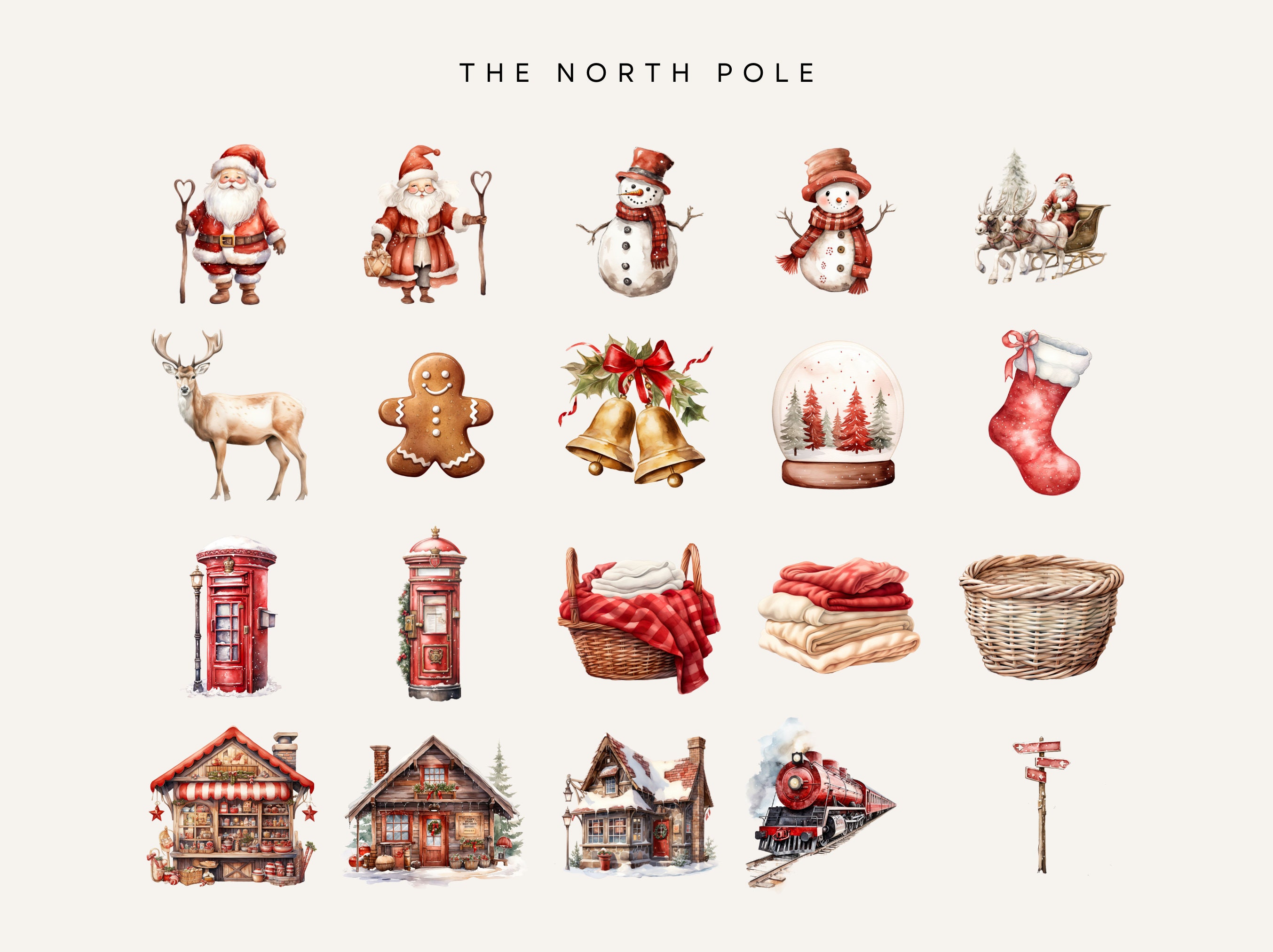 North Pole Clipart, Hygge Christmas Clipart, Christmas Invitation ...