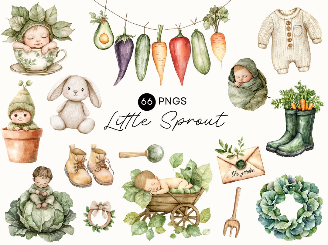 Little Sprout Clipart – Locally Grown Baby Shower, Rustic Garden ...