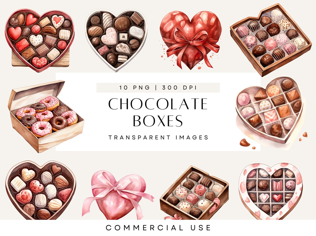 Chocolate Boxes Clipart, Valentine's Day, Candy Heart Clipart, Wedding ...