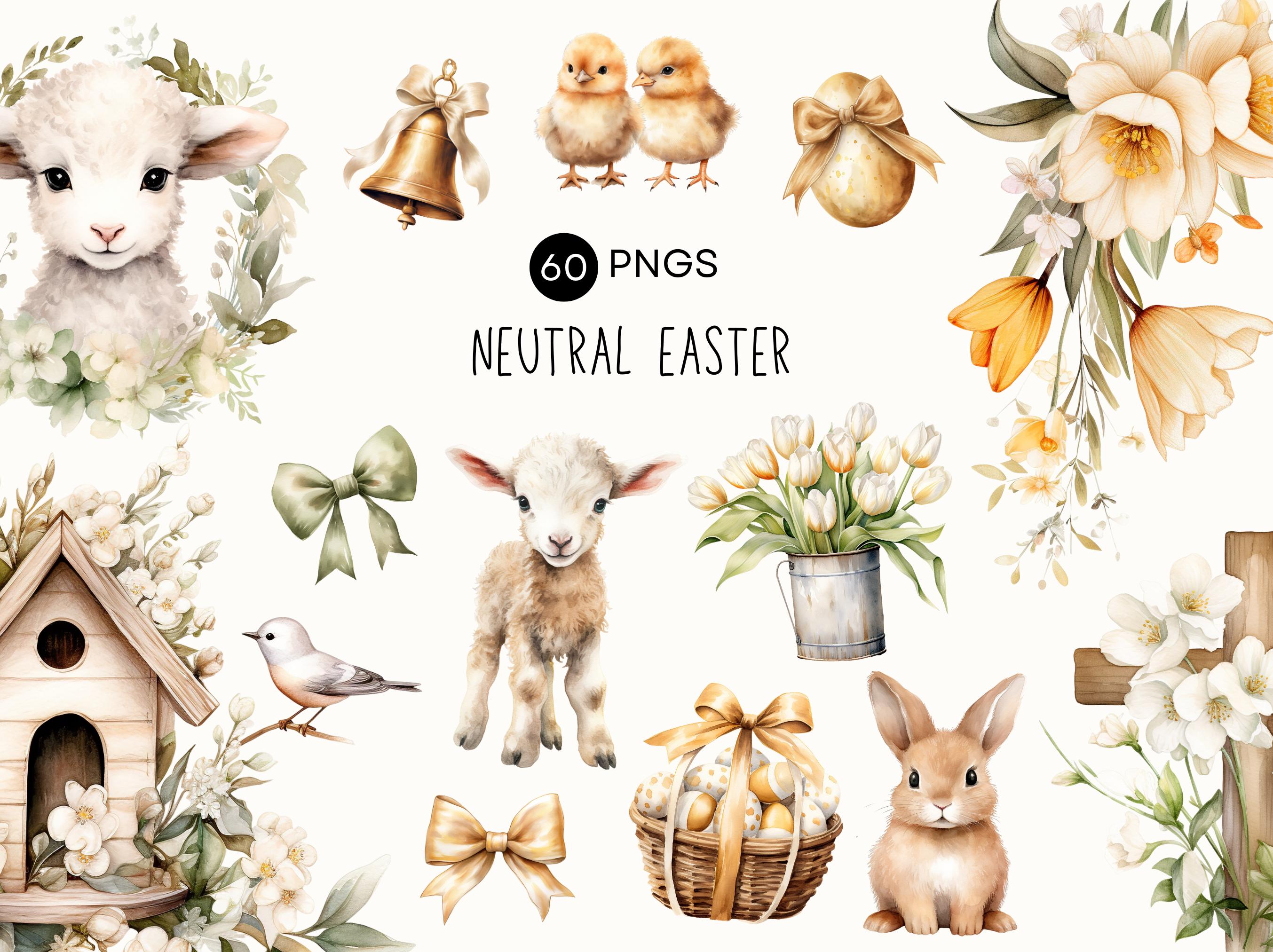 Watercolor Easter Clipart Bundle, Easter Bunny, Easter Egg Basket ...