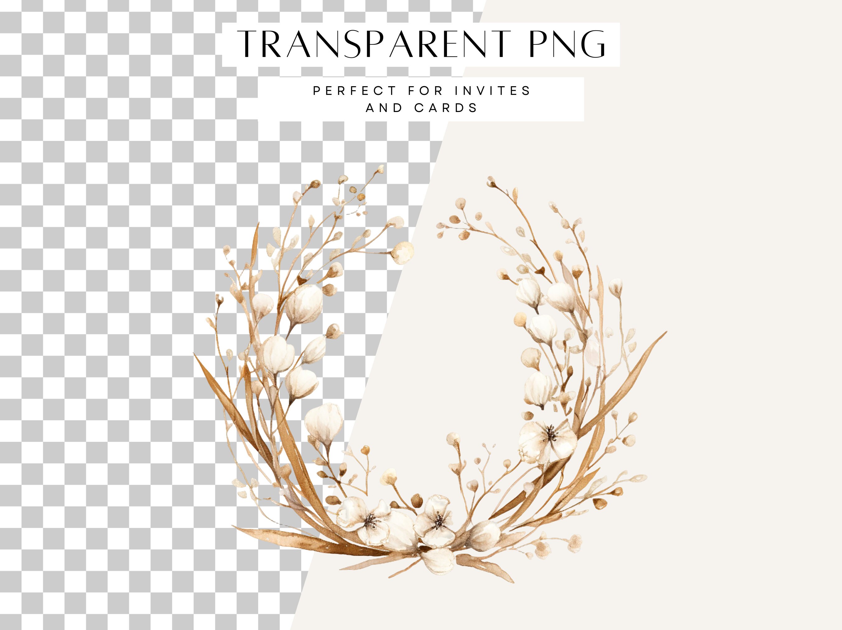 Watercolor Floral Wreath, Autumn Clipart, Wild Bloom, Dried Flowers ...