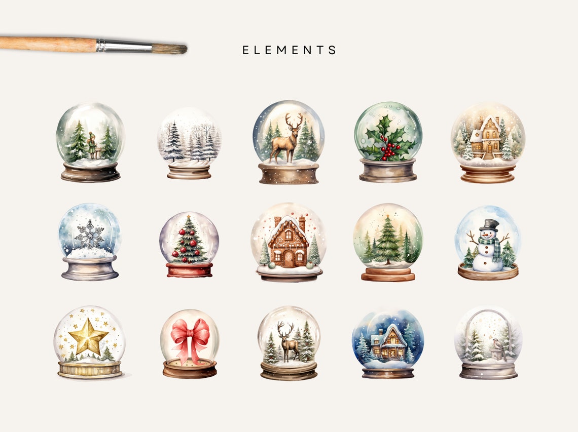 Watercolor Christmas Snow Globe Clipart, Magical Xmas Clip Art ...