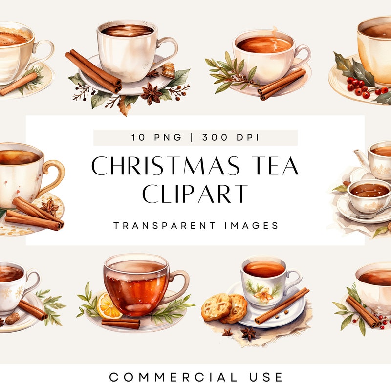 Christmas Tea Clipart - Etsy
