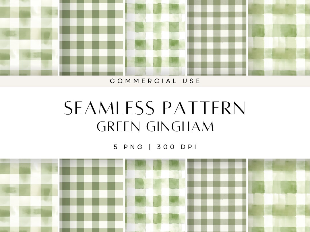 Gingham Green and White Texture Clipart, Check Backgrounds, Seamless ...