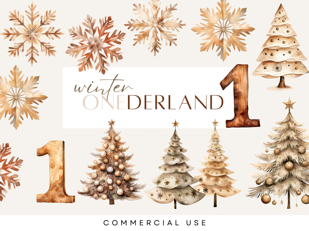 Winter in Onederland Clipart, First Christmas, 1st Birthday, Age One ...