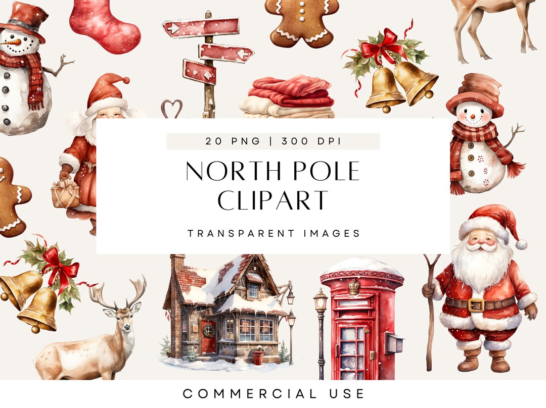 North Pole Clipart, Hygge Christmas Clipart, Christmas Invitation ...