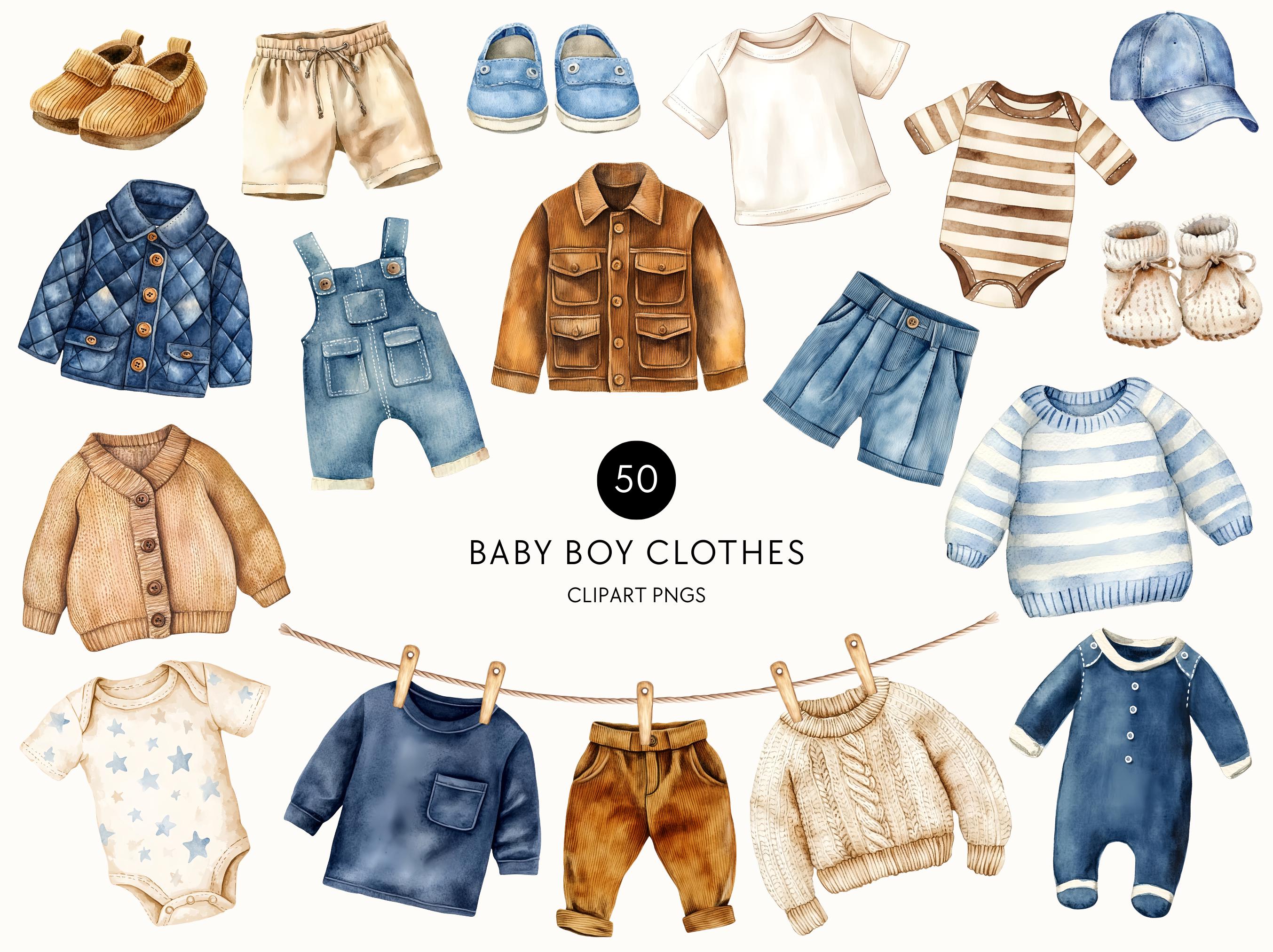 Baby Boy Clothesline Clipart - Blue Clothes Baby Shower, Cute Children ...
