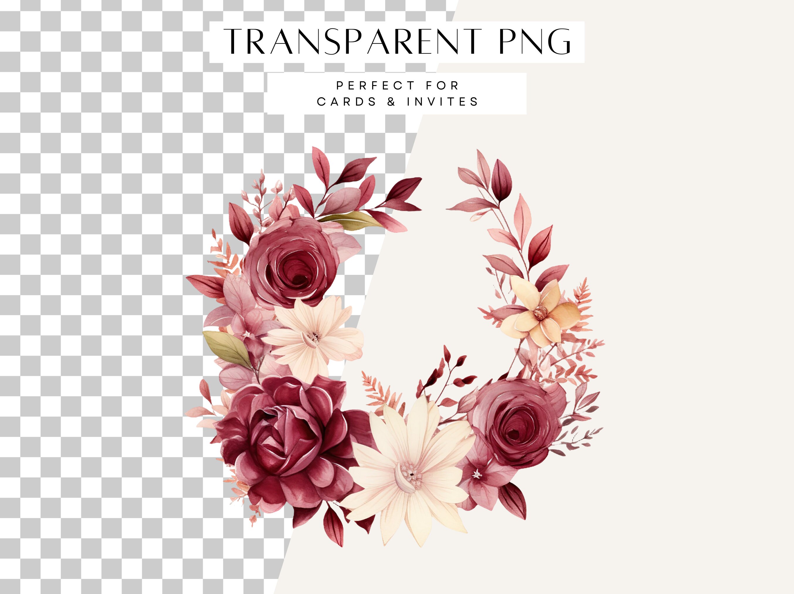 Blush and Burgundy Clipart Wreath, Watercolor Florals, Floral Wreaths ...