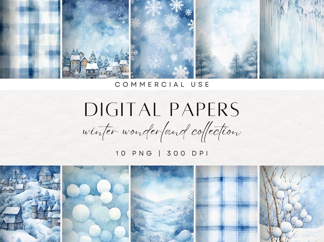 Winter Wonderland Digital Papers, Christmas Scrapbook Paper, Snowy ...