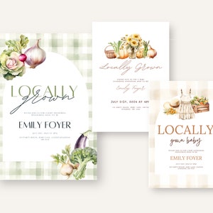 Locally Grown Baby Shower, Watercolor Farmers Market Clipart, Harvest ...