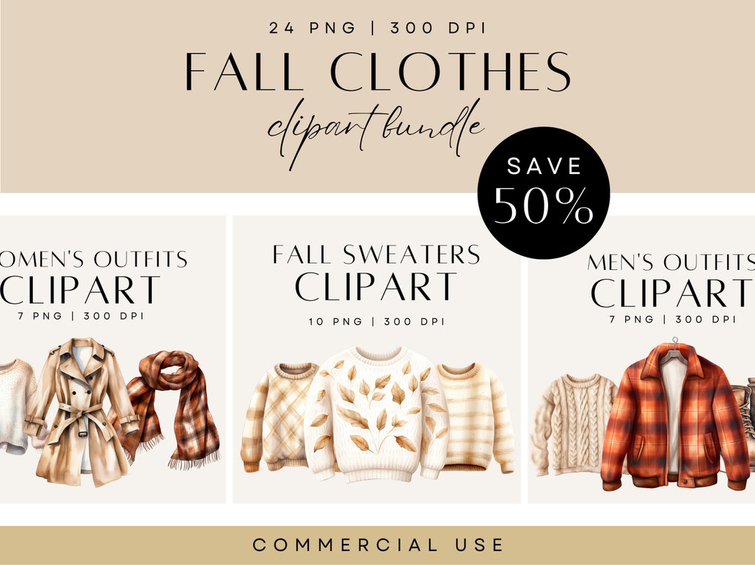 Fall Clothes Clipart Autumn Clipart Set Groovy Fall Clipart - Etsy