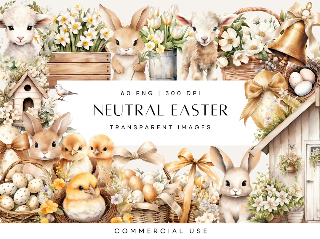 Watercolor Easter Clipart Bundle, Easter Bunny, Easter Egg Basket ...