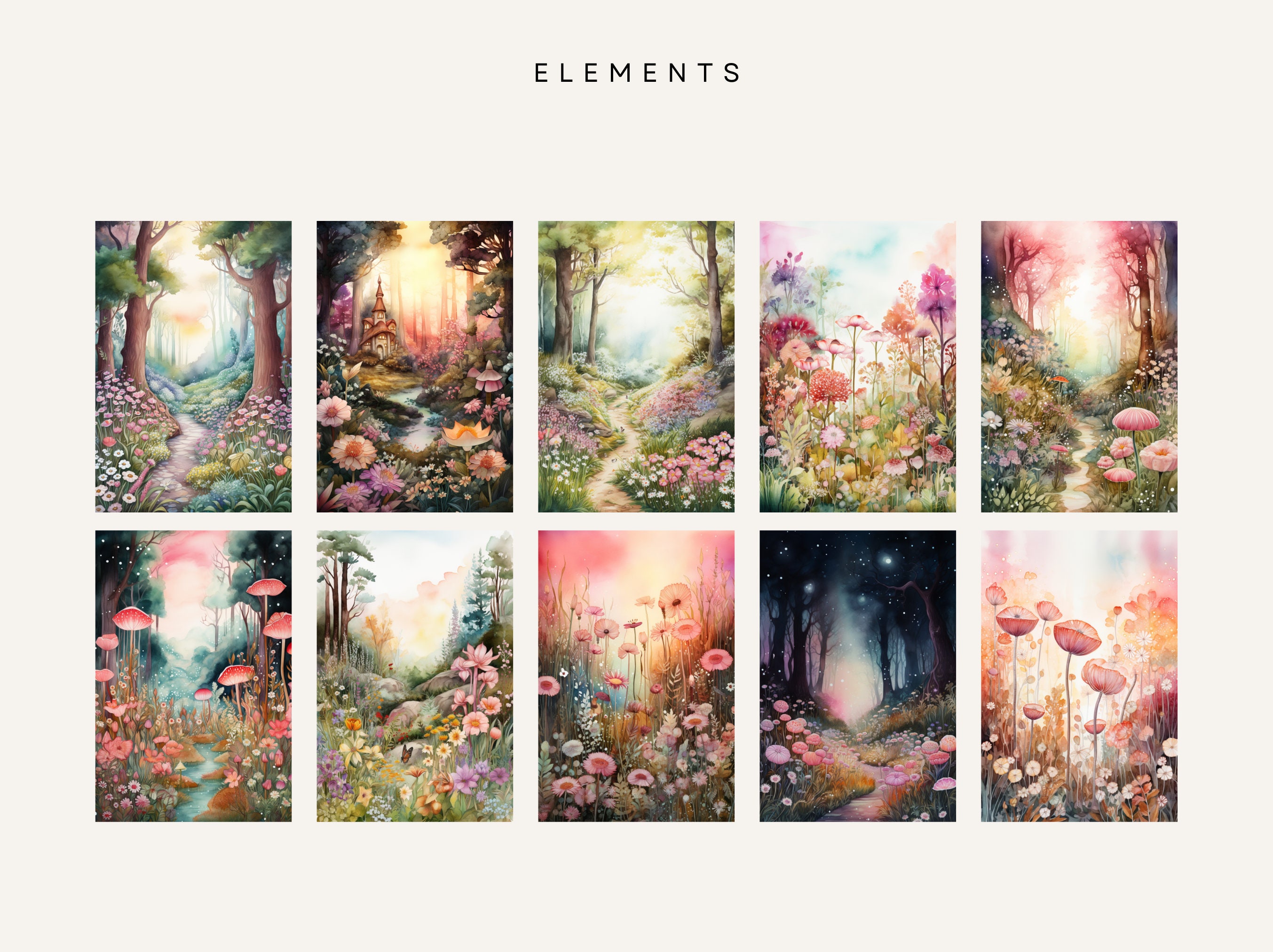 Fantasy Fairyland Digital Paper, Watercolor Scrapbook Background, Pink ...