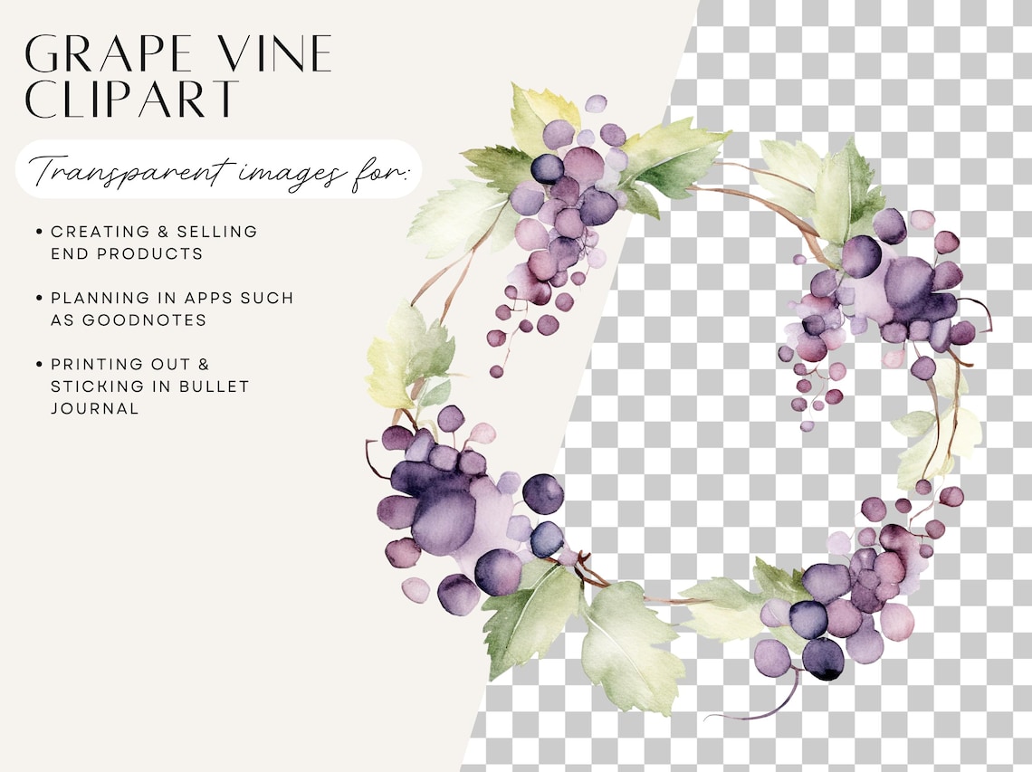 Watercolor Grape Clipart, Tutti Fruiti Baby Shower, Purple Grapes on ...