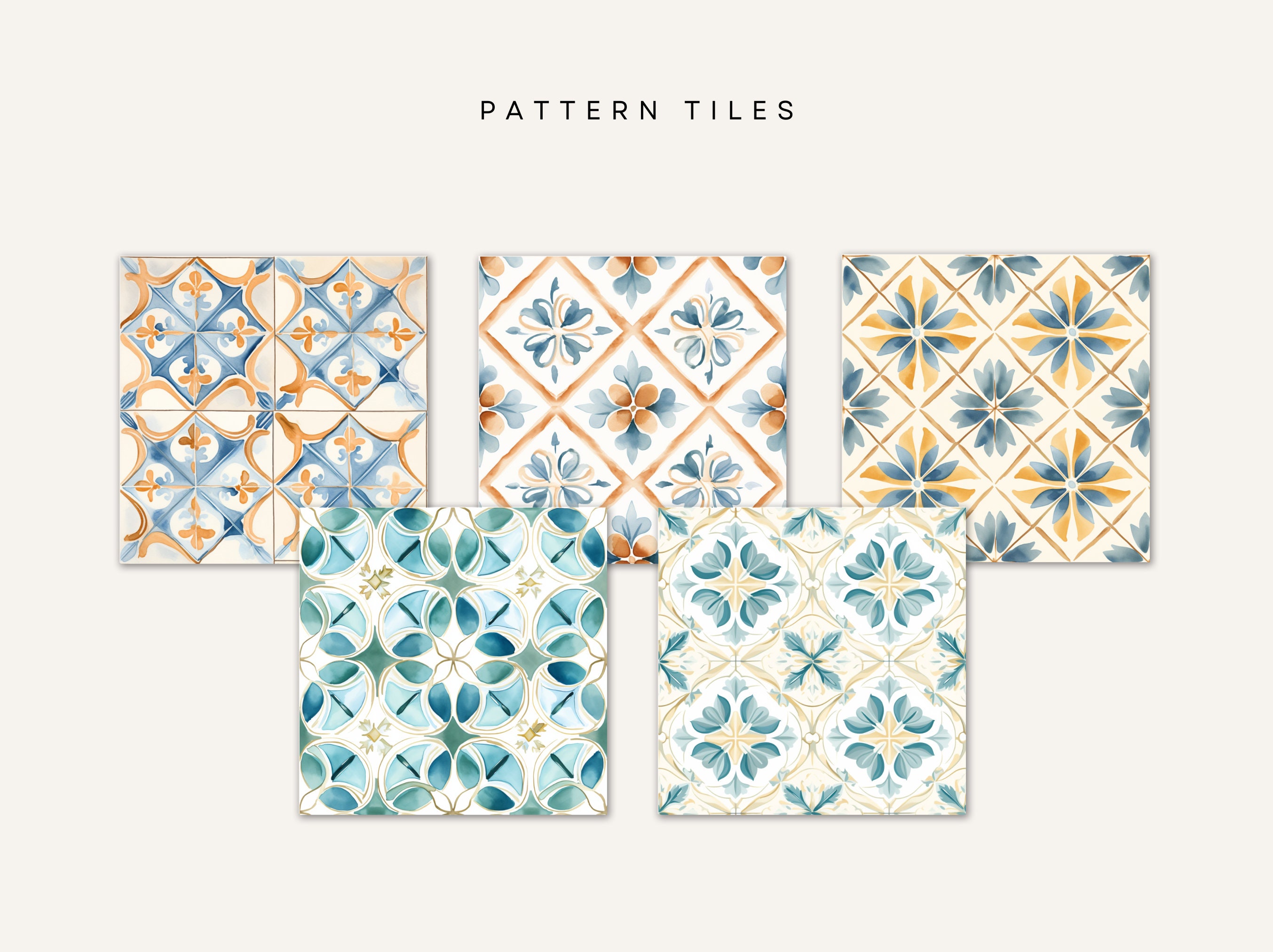 Mediterranean Tiles Clipart, Greece Pattern, Seamless Paper, Texture ...