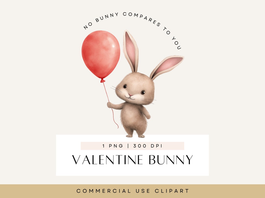 Valentines Bunny Clipart, Pink Balloons, Easter Bunny Holding Balloon ...